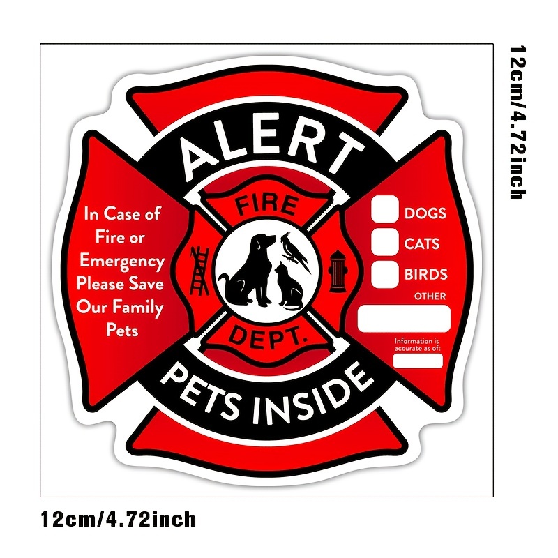 Pets Inside Pet First Aid Door Window Stickers Pet Warning - Temu New ...