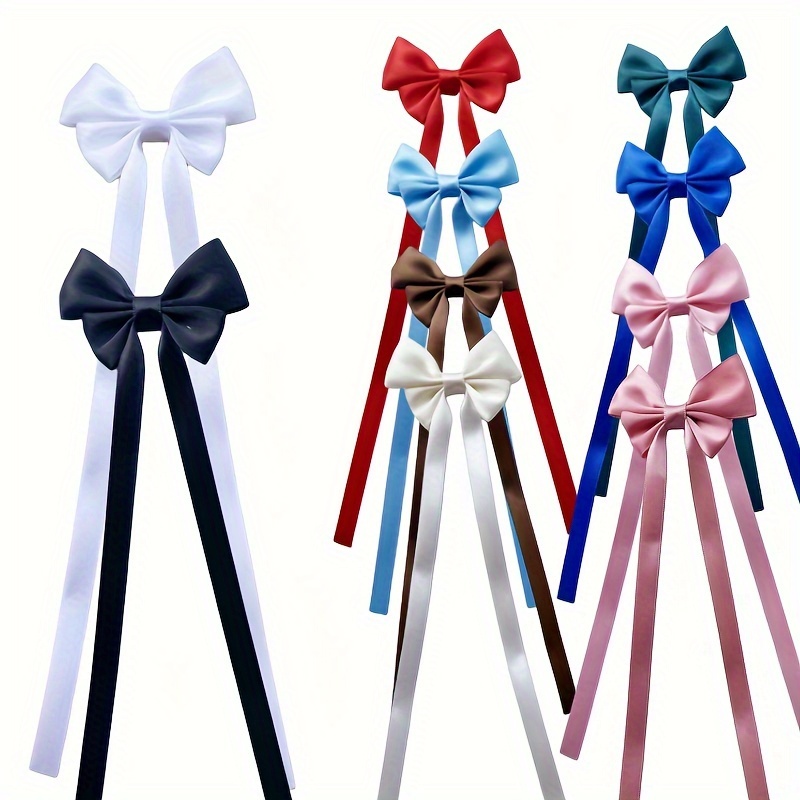 Bow Streamer Side Clips Elegant Long Ribbon Bow Hair Pins - Temu Australia