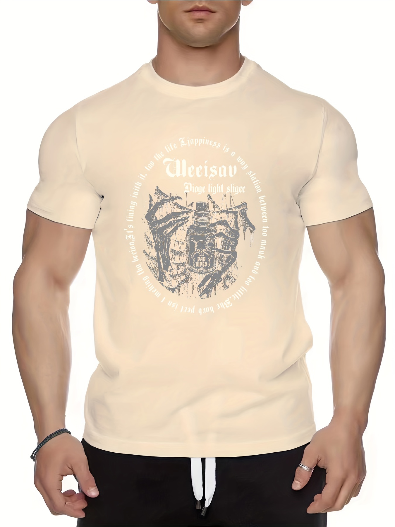 Men's Poison Pattern Fashion Sports T shirt Stretch Round - Temu Canada