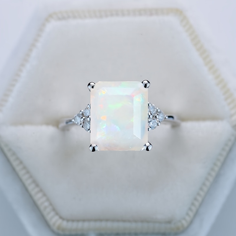 A Promise Ring An Oval shaped Opal Inset Reflecting Colorful - Temu ...