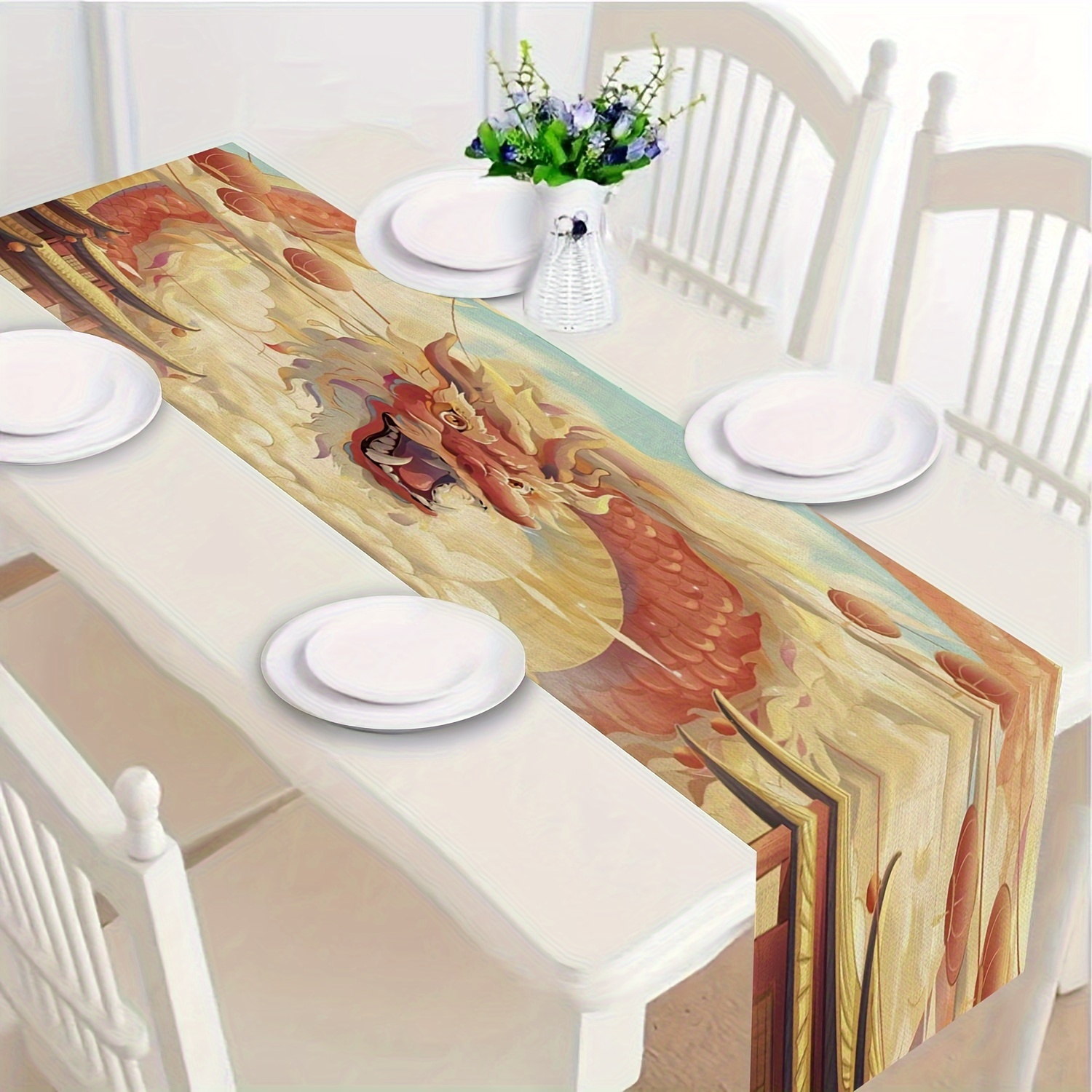 Table Runner Colorful Printed Chnese New Year Theme Table - Temu United ...