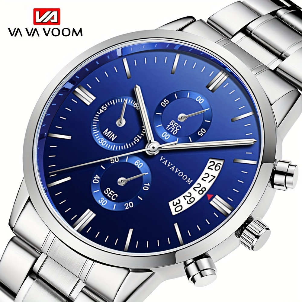 Va Va Voom Fashion Stainless Steel 3atm Waterproof Calendar Quartz ...