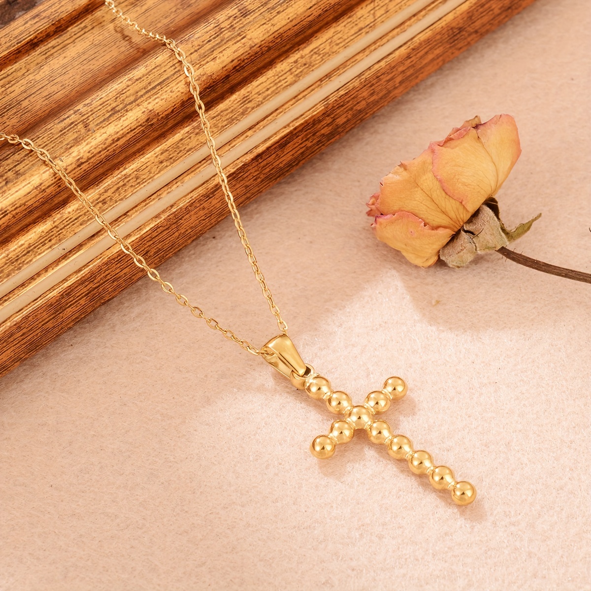 Glossy Cross Pendant Necklace Stylish Titanium Steel 14k - Temu United ...