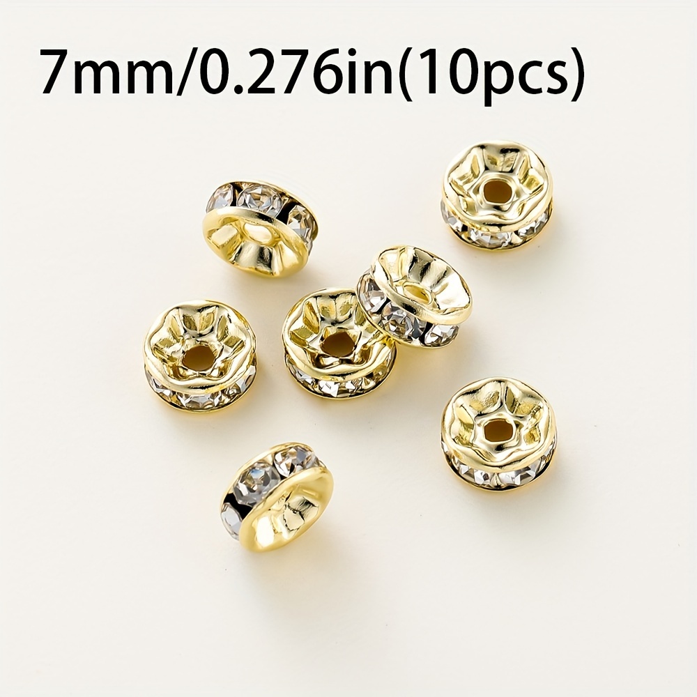 Silvery Rhinestone Copper Bead Charms Diy Jewelry Making - Temu United ...