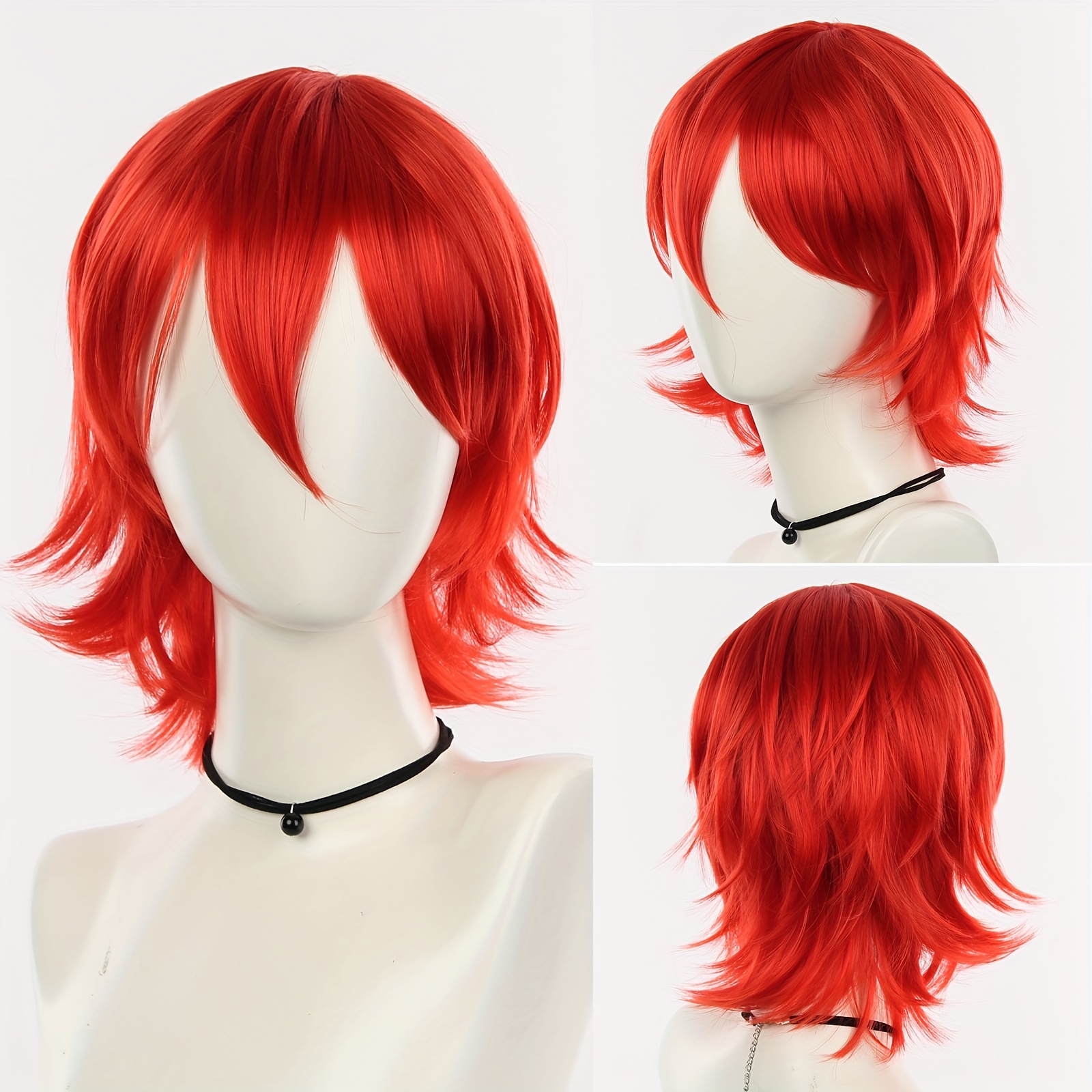 Short red anime wig store