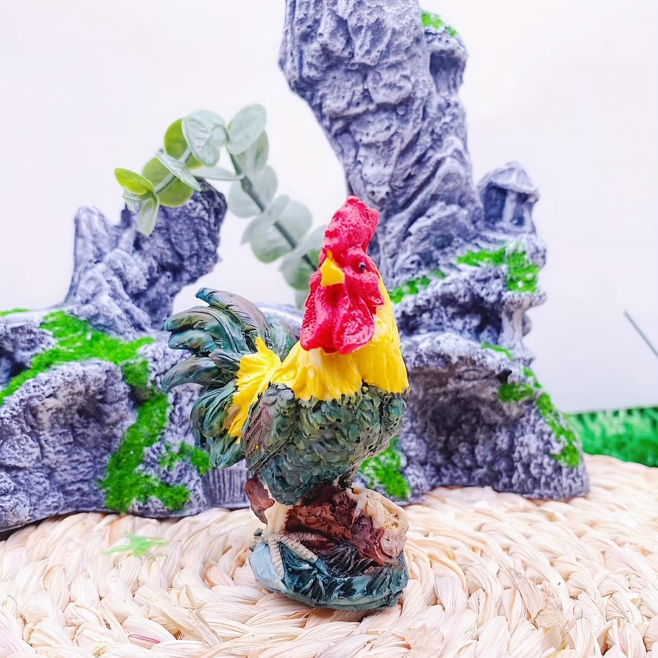 Add A Touch Rustic Charm Home Mini Rooster Resin Statue! - Temu