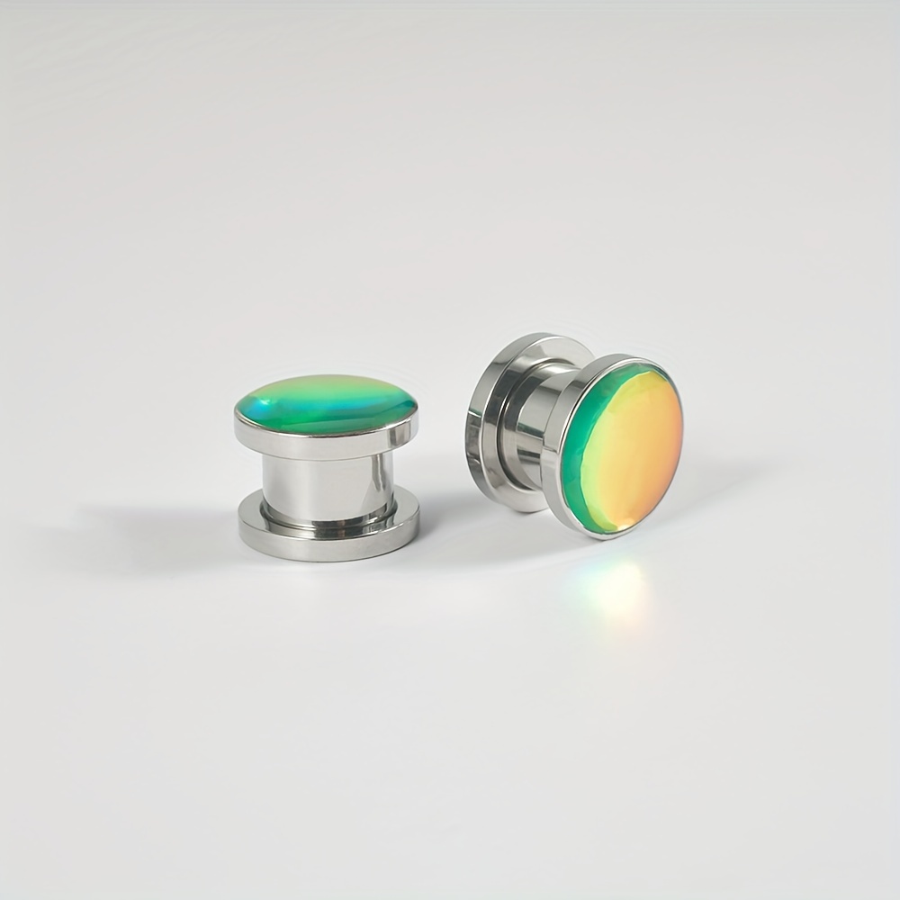 Stainless Steel Green Flash Film Screw Ear Plugs Earlets - Temu Norway