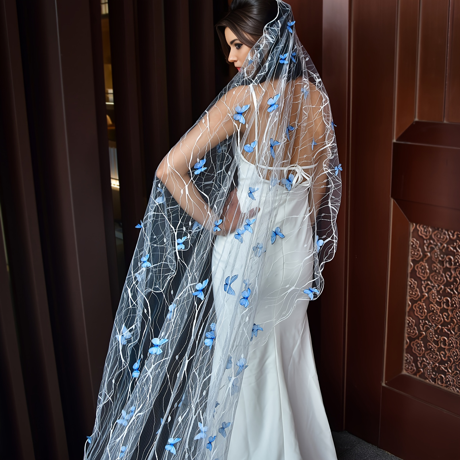 New Blue Stereoscopic Butterfly Polyester Lace Shirt Mesh - Temu Ireland