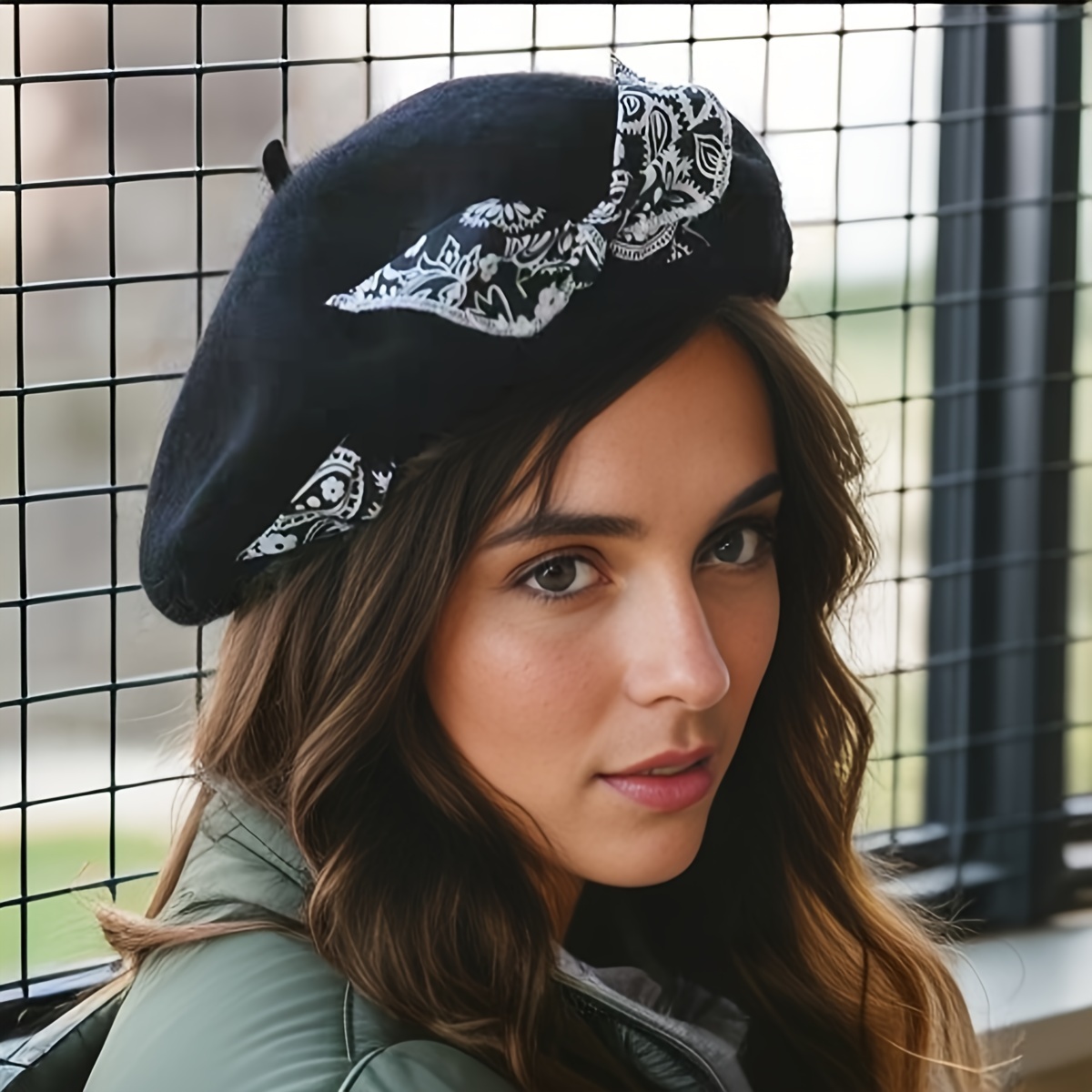 Paisley Print Bow Decor Beret Hats Elegant Solid Color - Temu Australia