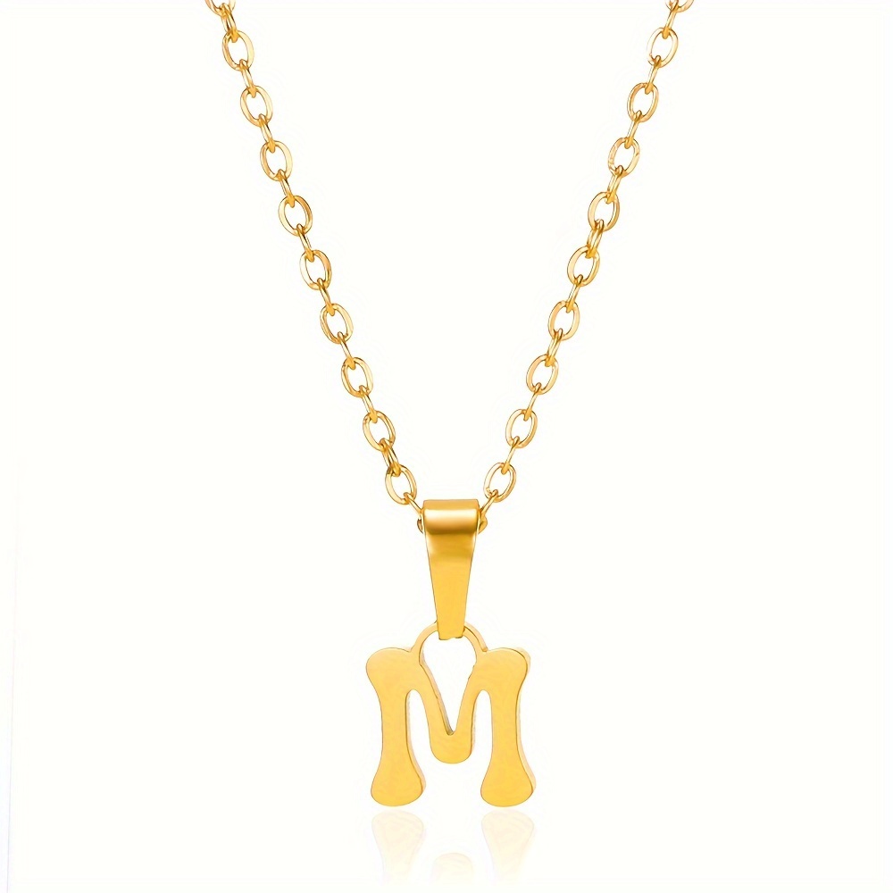 Personality Simple 18k Gold Plated Stainless Steel Small English Letter ...