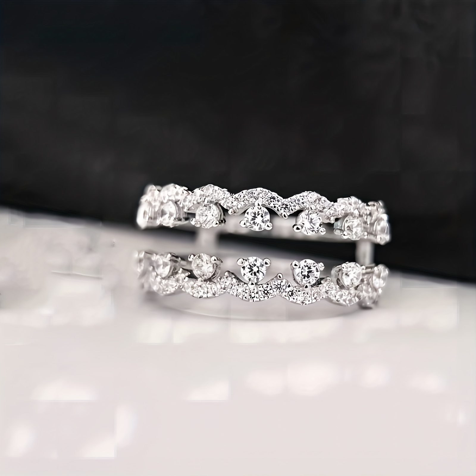 Moissanite Double Layer Lace Ring 925 Silver Round Cut - Temu United ...