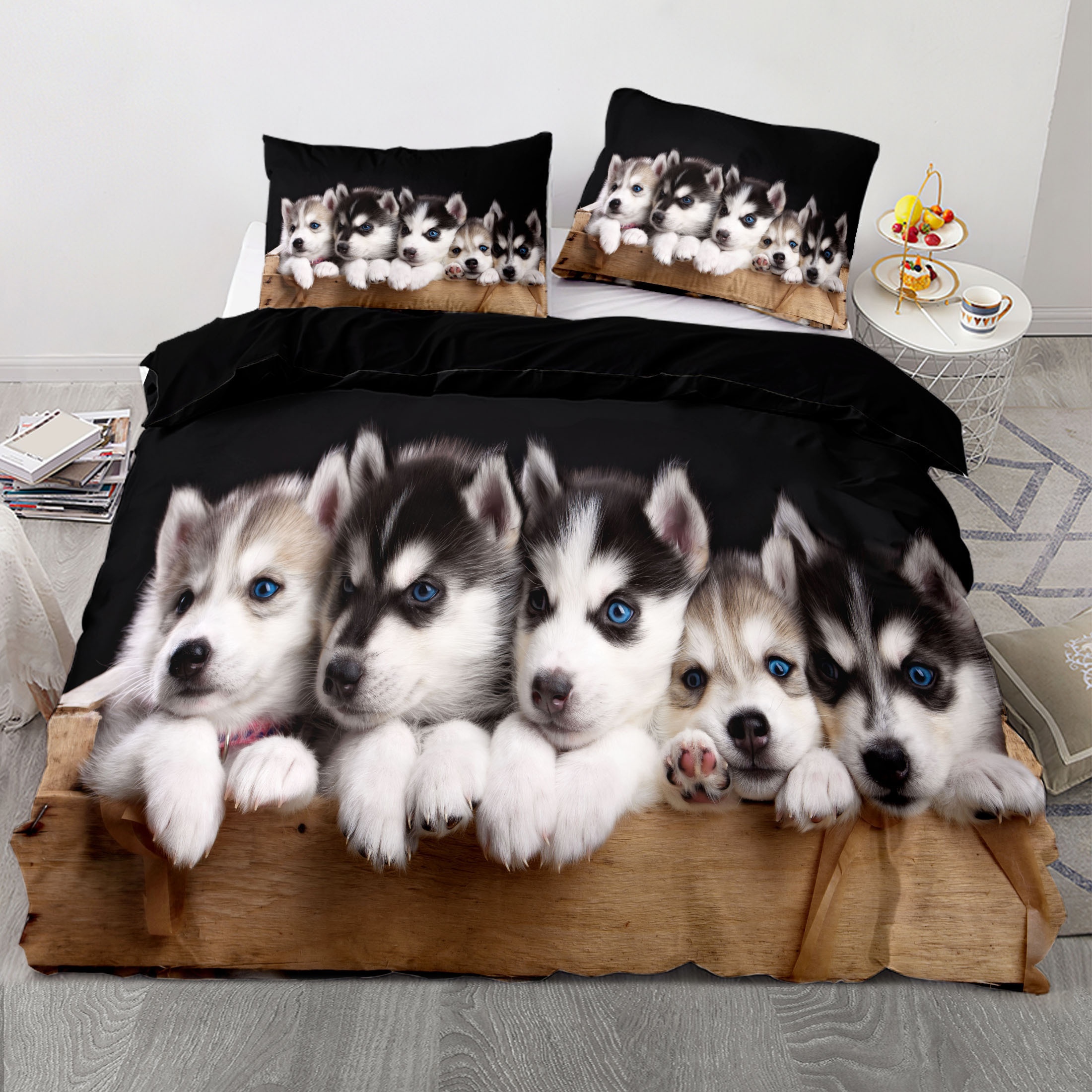 Dog Print Duvet Cover Set Polyester Cute (1* Duvet Cover + - Temu New ...