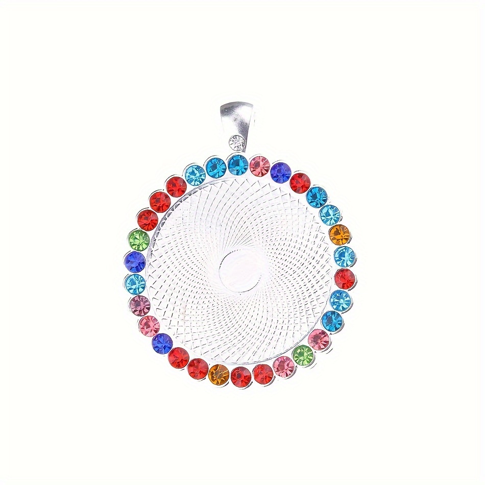 Circular Pendant Tray Inlaid Rhinestone Alloy Bottom Bracket - Temu ...