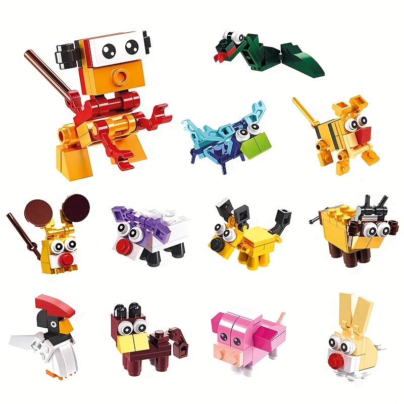 Small Zodiac Animal Building Blocks Set Horse Dog Monkey - Temu Australia