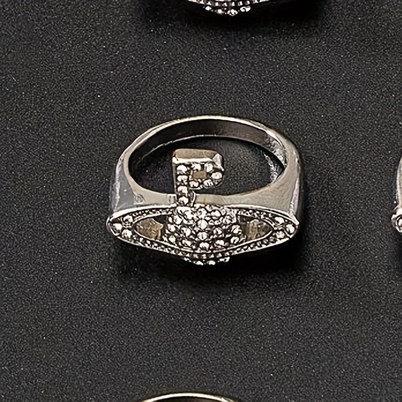 Chic Ring Sparkling Planet + Letter Design 18k Plated U Got - Temu ...