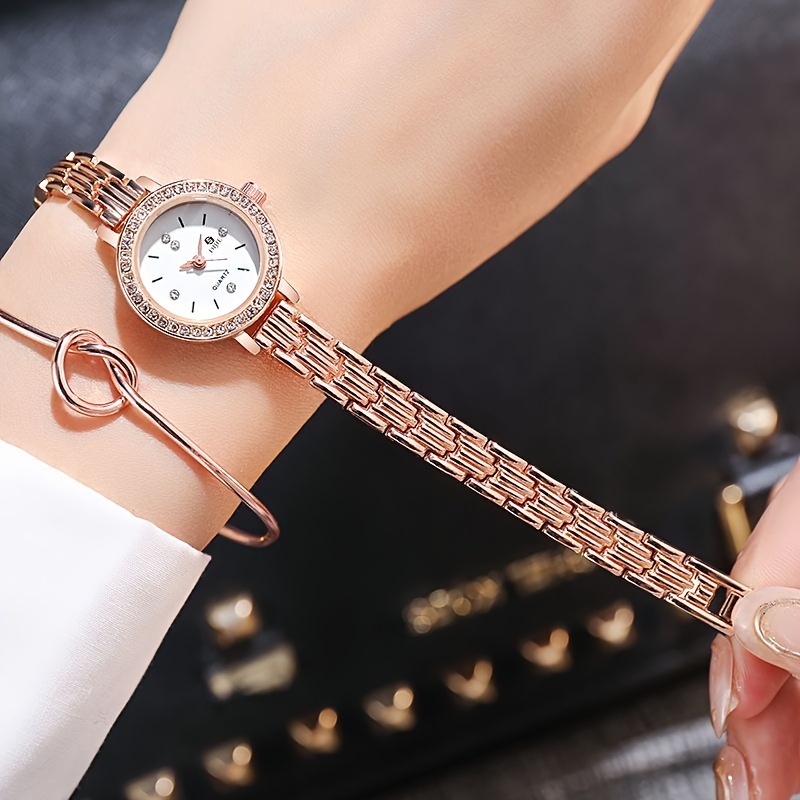 Women's Watch Luxury Rhinestone Quartz Watch Elegant Fashion - Temu ...