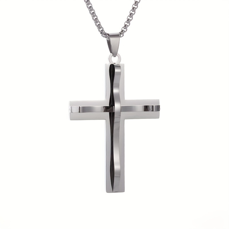 Fashion Classic Stainless Steel Double Layer Cross Colorfast Pendant ...