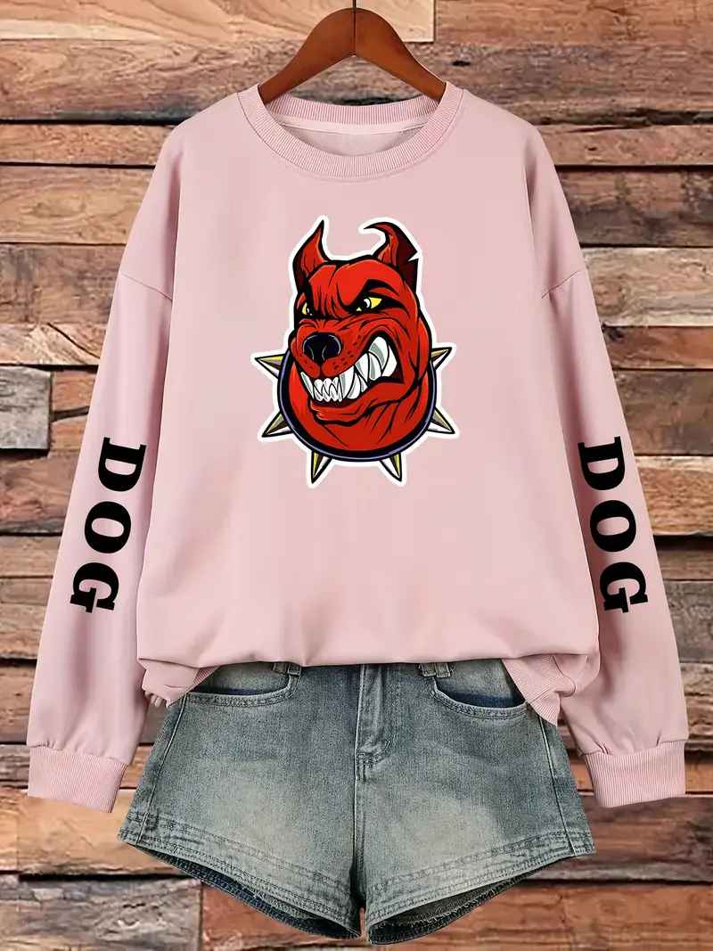 Plus Size Cartoon Print Sweatshirt Crew Neck Casual Temu Ireland