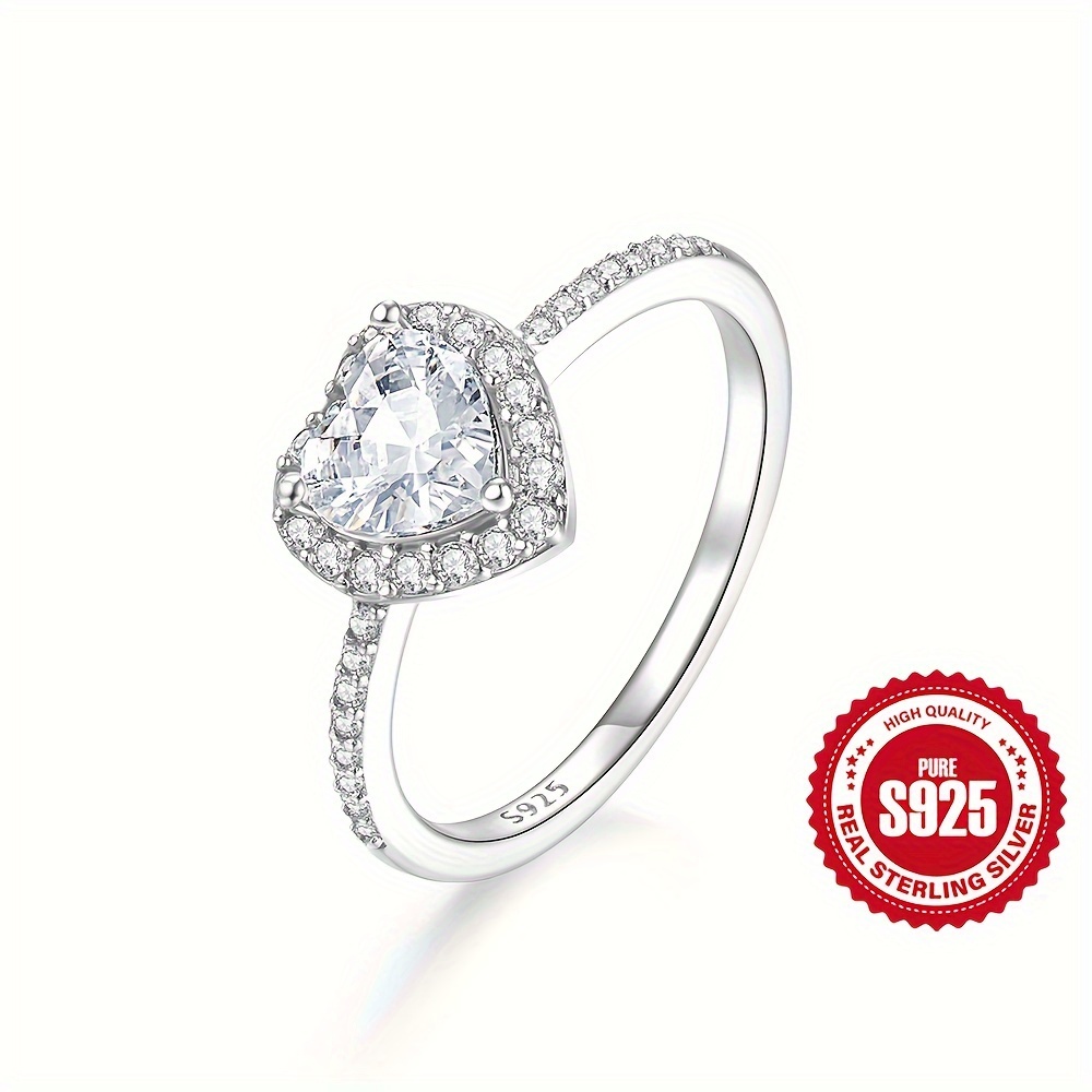 925 Sterling Silver Ring Plated Paved Shining Zirconia Cute - Temu ...