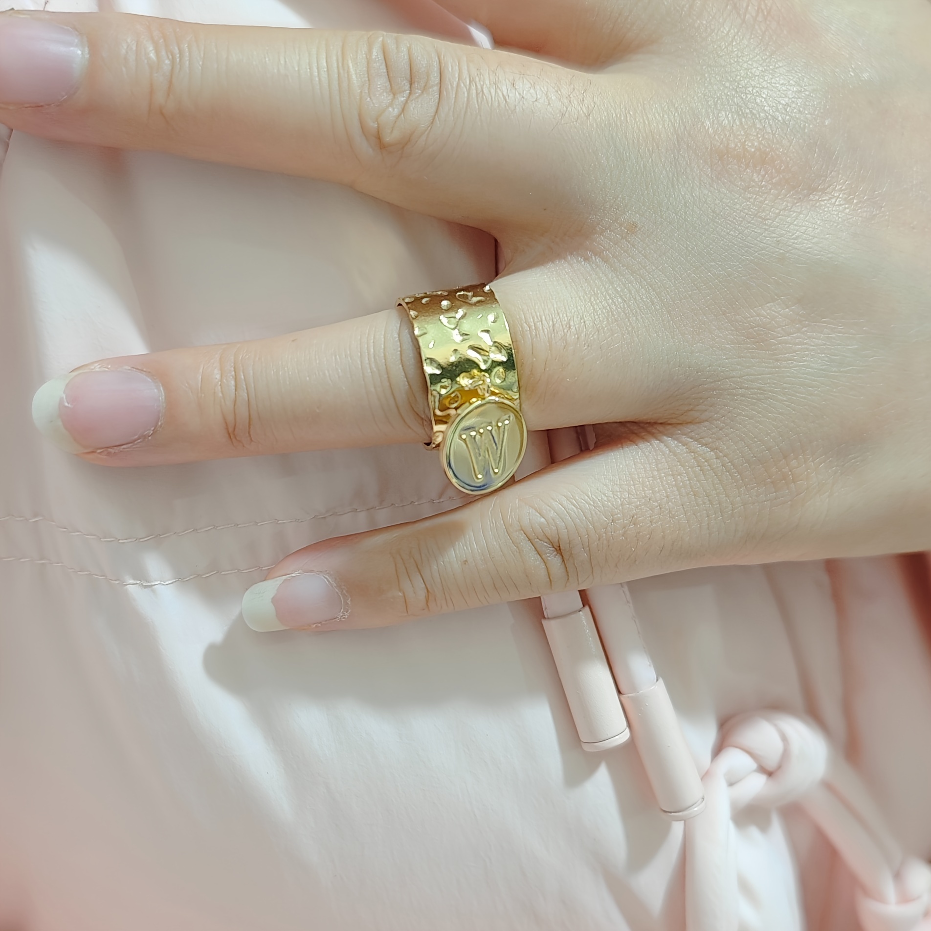 Letter Pattern Pendant Open Finger Ring Simple Style - Temu United Kingdom