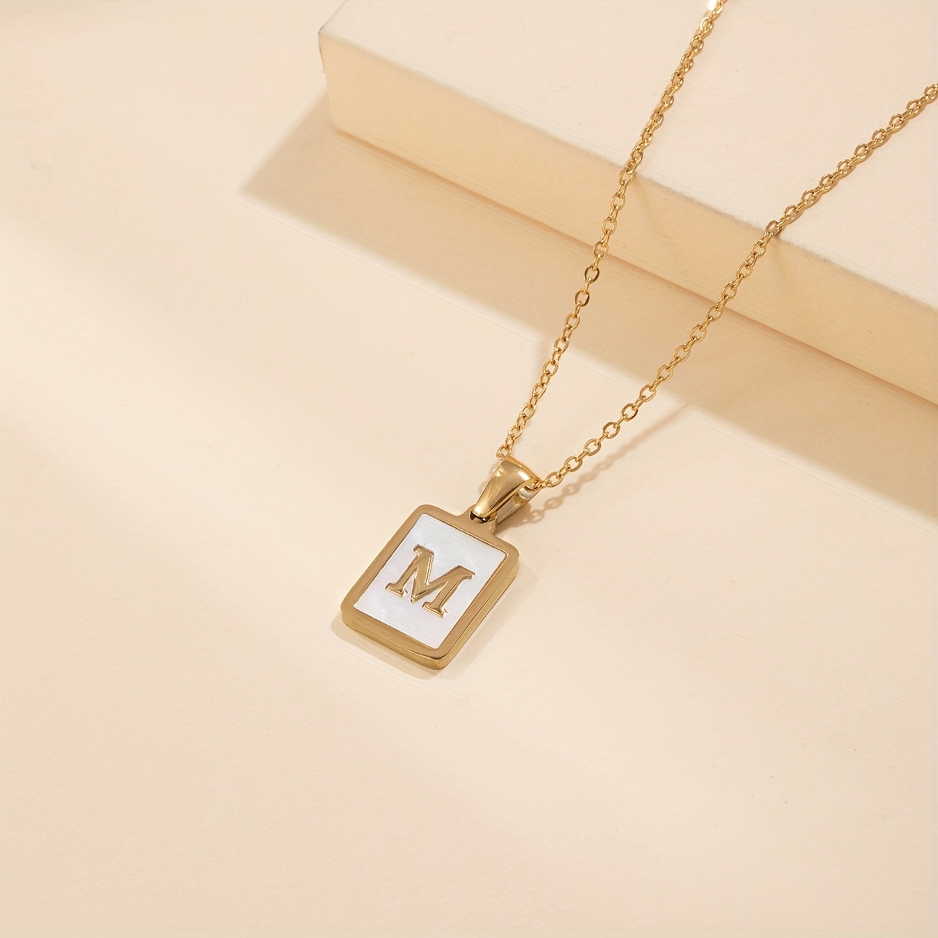 Stainless Steel English Letter Shell Pendant Necklace - Temu United Kingdom