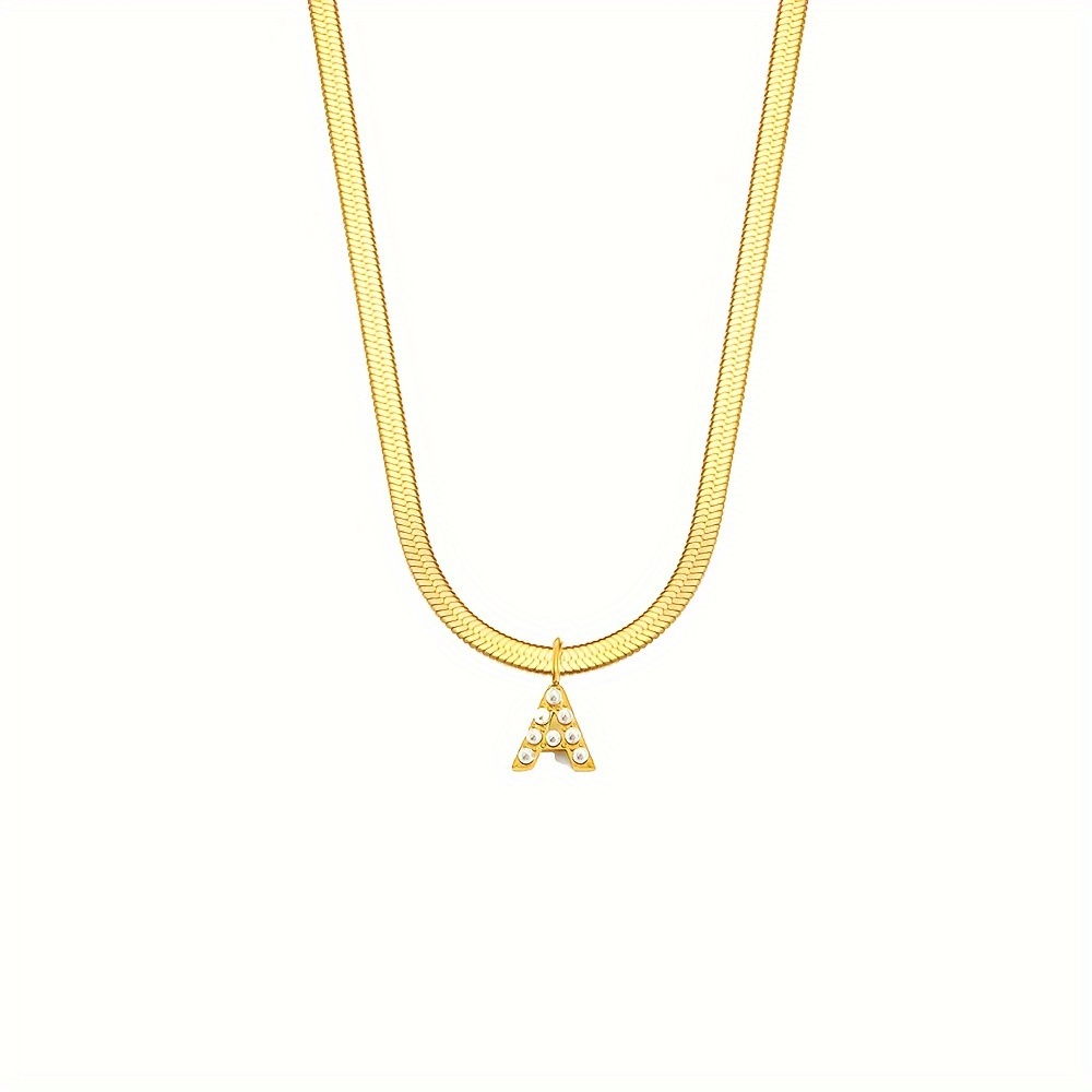 Mini Letter Pendant Thin Snake Bone Chain Necklace Simple - Temu United ...