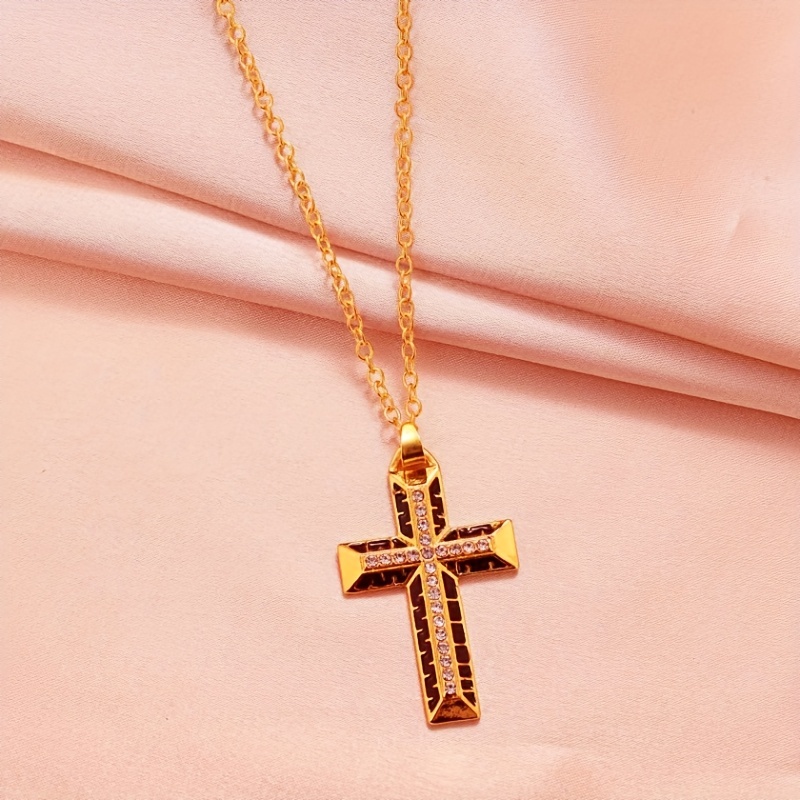 1pc Stylish Mens And Womens Necklace With Artificial Gemstone Cross ...