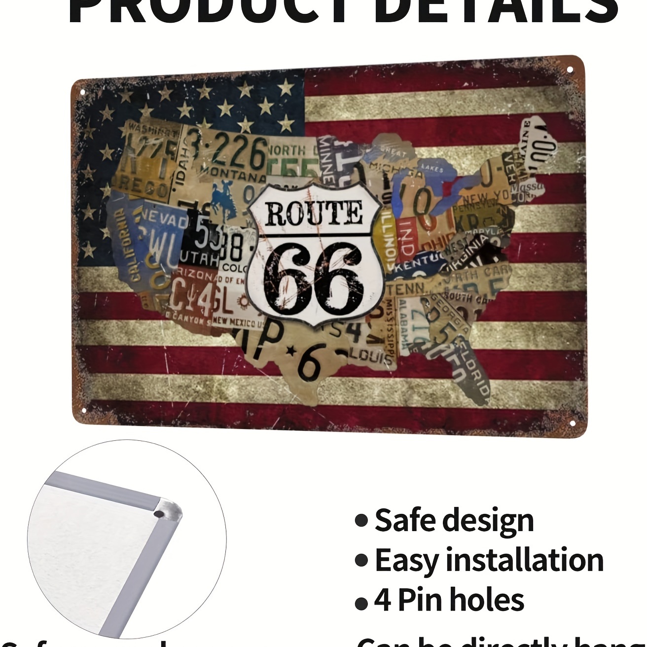 American Flag Garage Sign Route 66 Vintage Metal Tin Signs - Temu