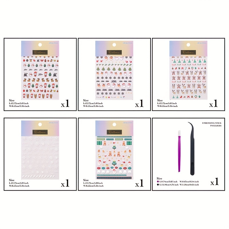 5d Embossed Christmas Nail Art Stickers santa Claus - Temu United Kingdom