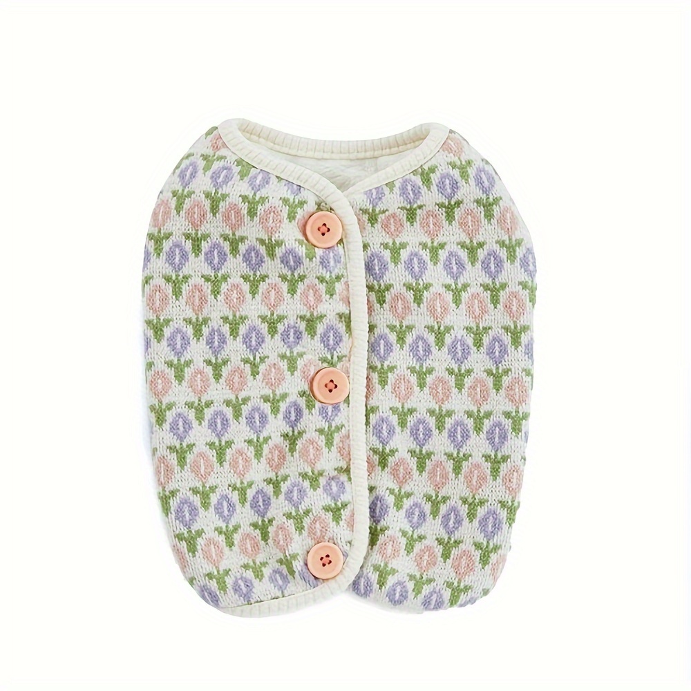 Suéter De Punto Para Perros, Chaleco Cálido Para Cachorros De Flores ...