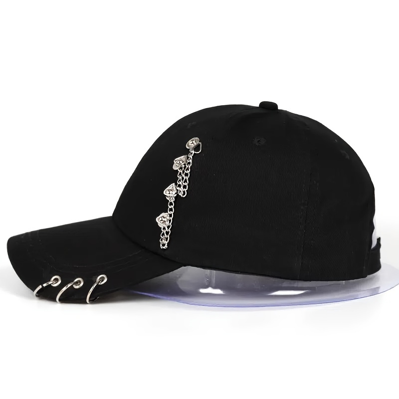 creative nail chain baseball cap ring curved hat all sunshade and anti ...