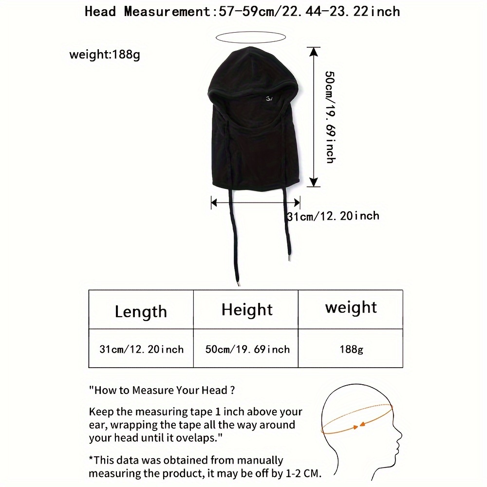 Unisex Balaclava Black Drawstring Neck Gaiter Hat - Temu United