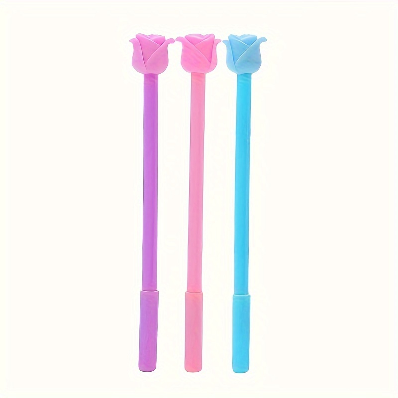 Rose Neutral Pen Silicone Black Gel Pen Student Stationery - Temu Canada