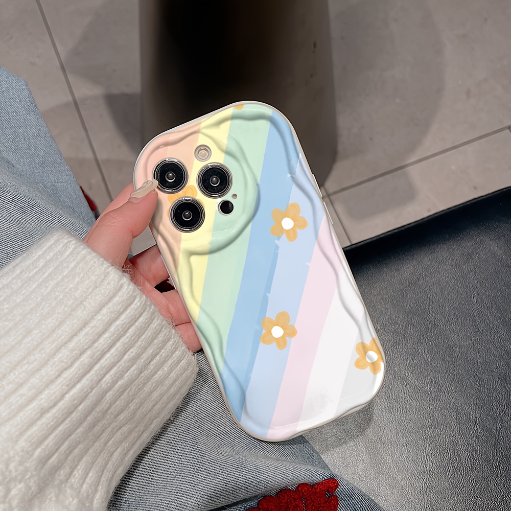 Phone Case Color Print Cream Edge Phone Case Camera - Temu United Kingdom