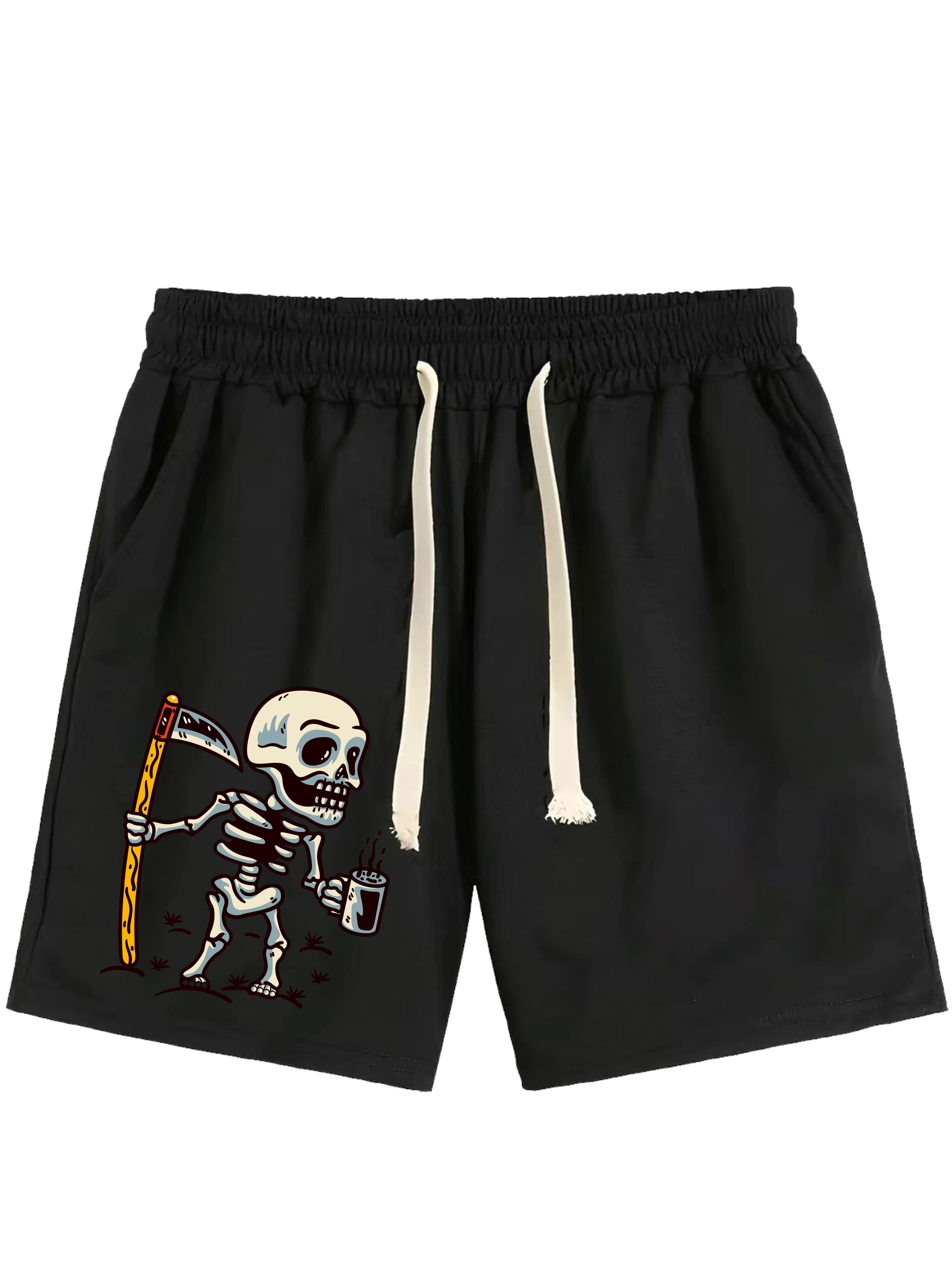 Cartoon Skeleton Casual Slightly Stretch Graphic Drawstring - Temu ...