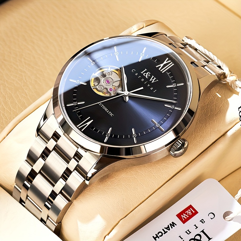 Mens Automatic Skeleton Mechanical Watch Carnival I W Steel Strap ...