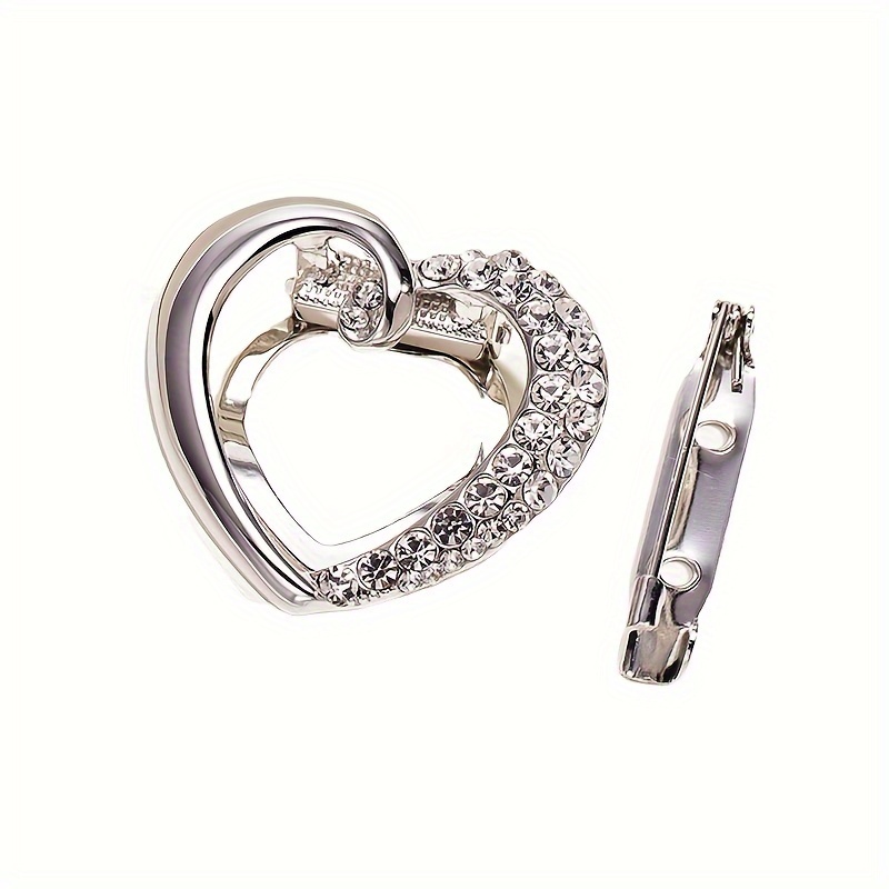 Elegant Heart Shaped Scarf Buckle Zinc Alloy Rhinestone - Temu United ...