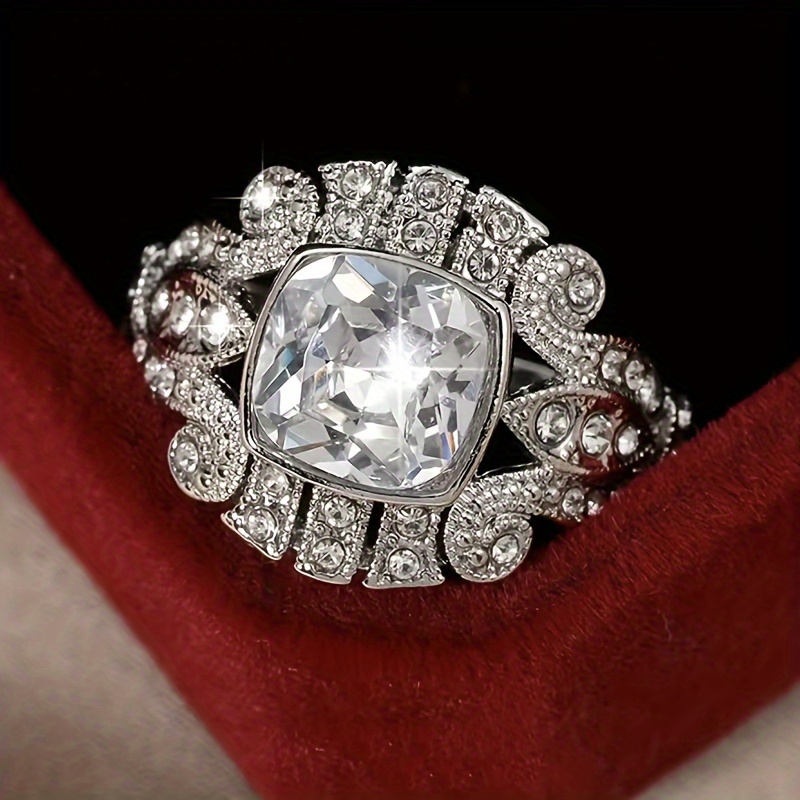 Personality Fashion Inlaid Square Shape Shiny Rhinestone - Temu Australia