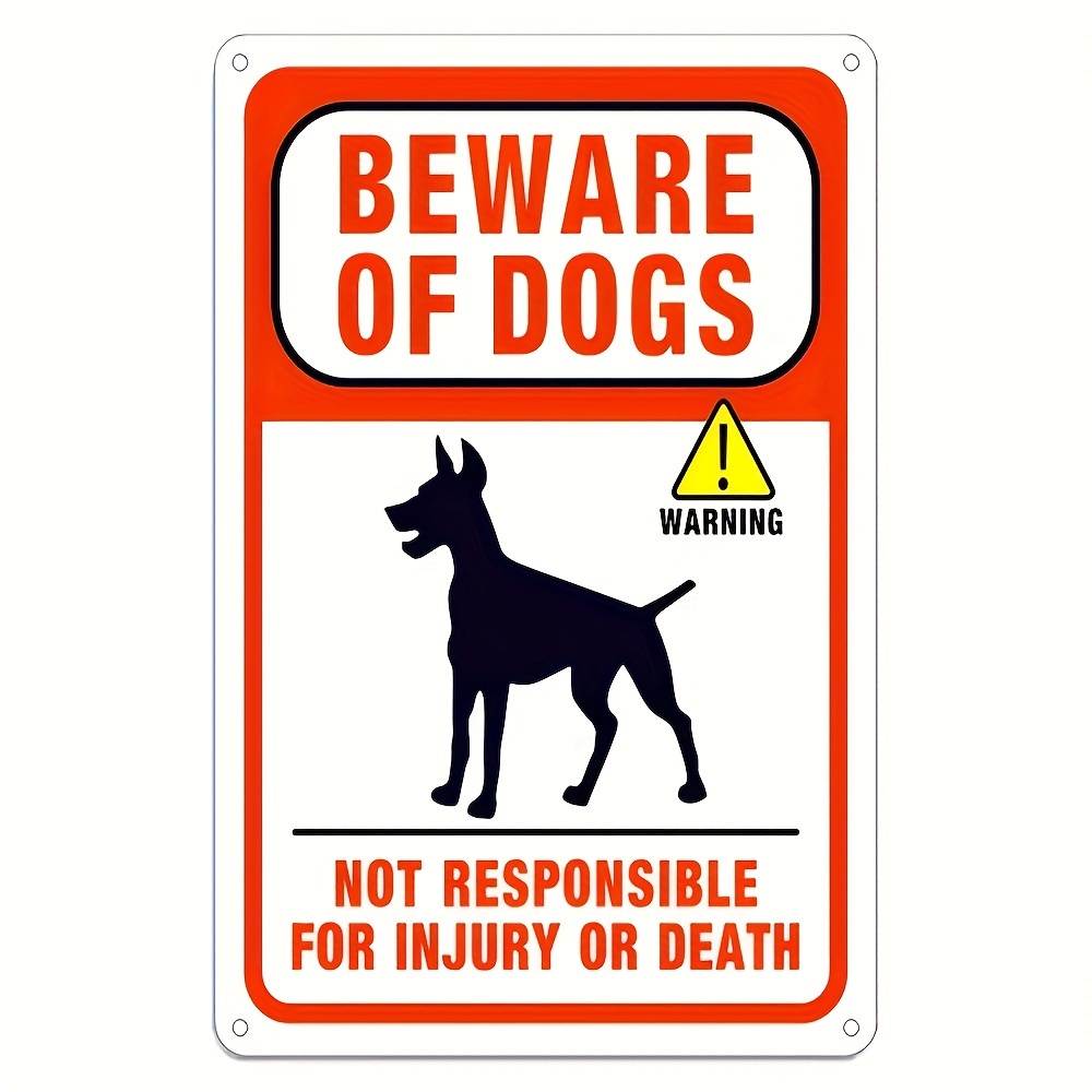 1pc 犬注意標識 犬警告標識 標識 ビデオ監視標識 錆びない 長持ちする 耐候性 取り付け簡単 金属製 屋内 Temu Japan