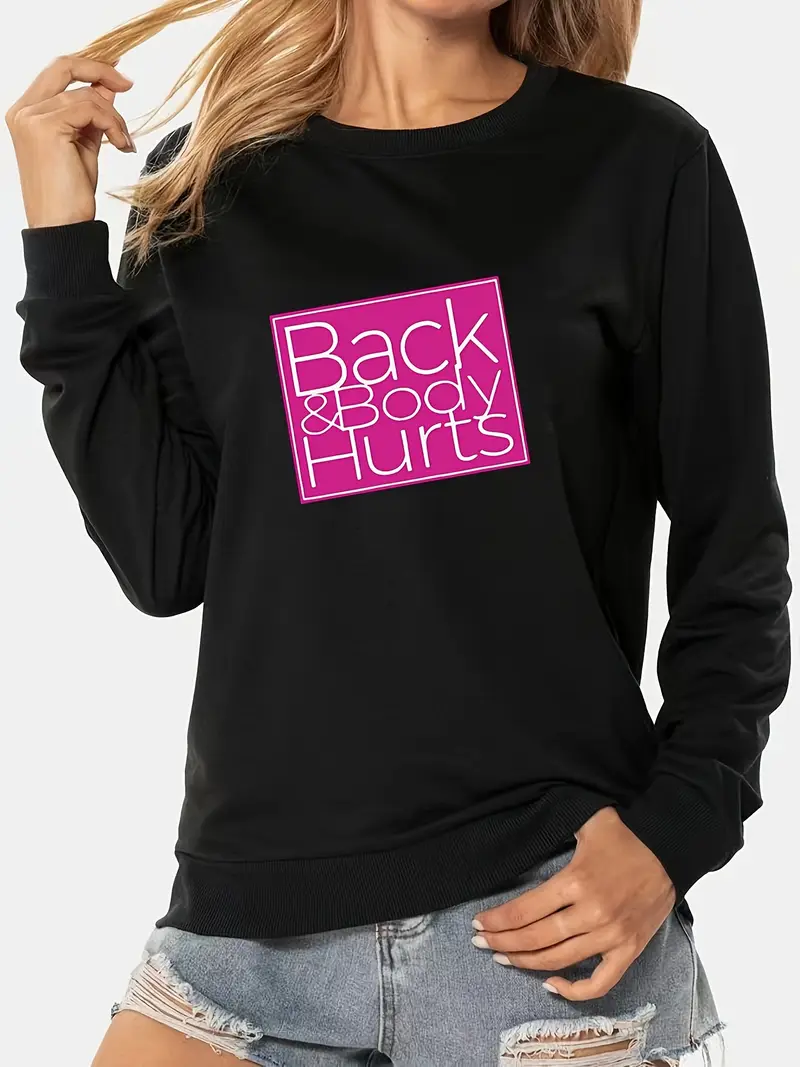 Letter Print Pullover Sweatshirt Casual Long Sleeve Crew Temu New Zealand