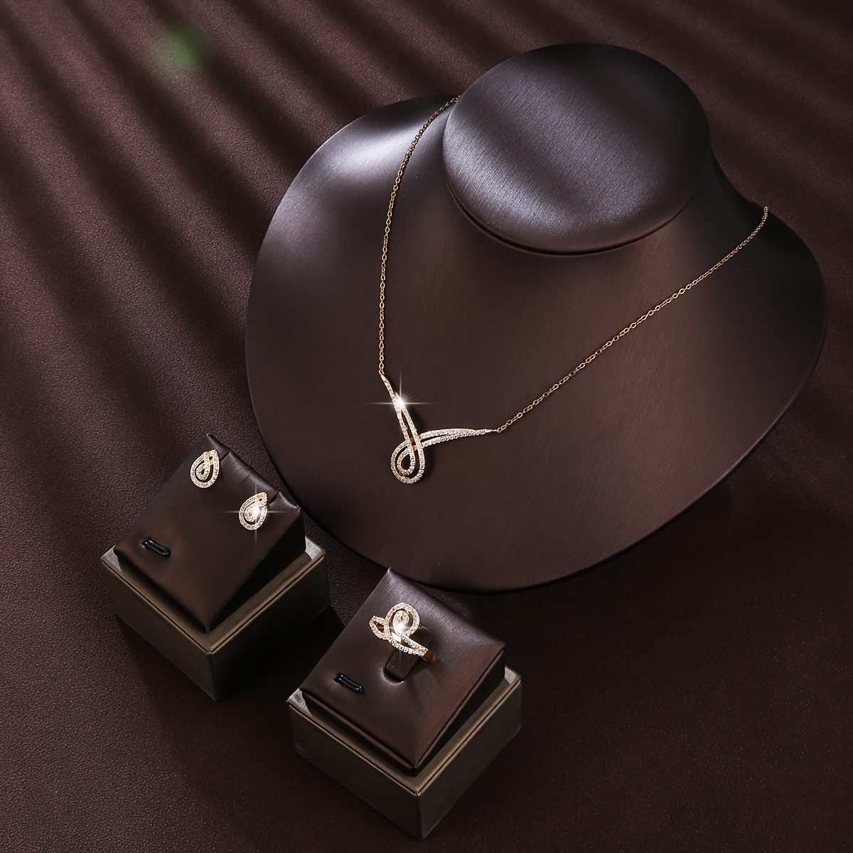 Earrings + 1 Necklace + 1 Ring Stylish Jewelry Set 18k - Temu United ...