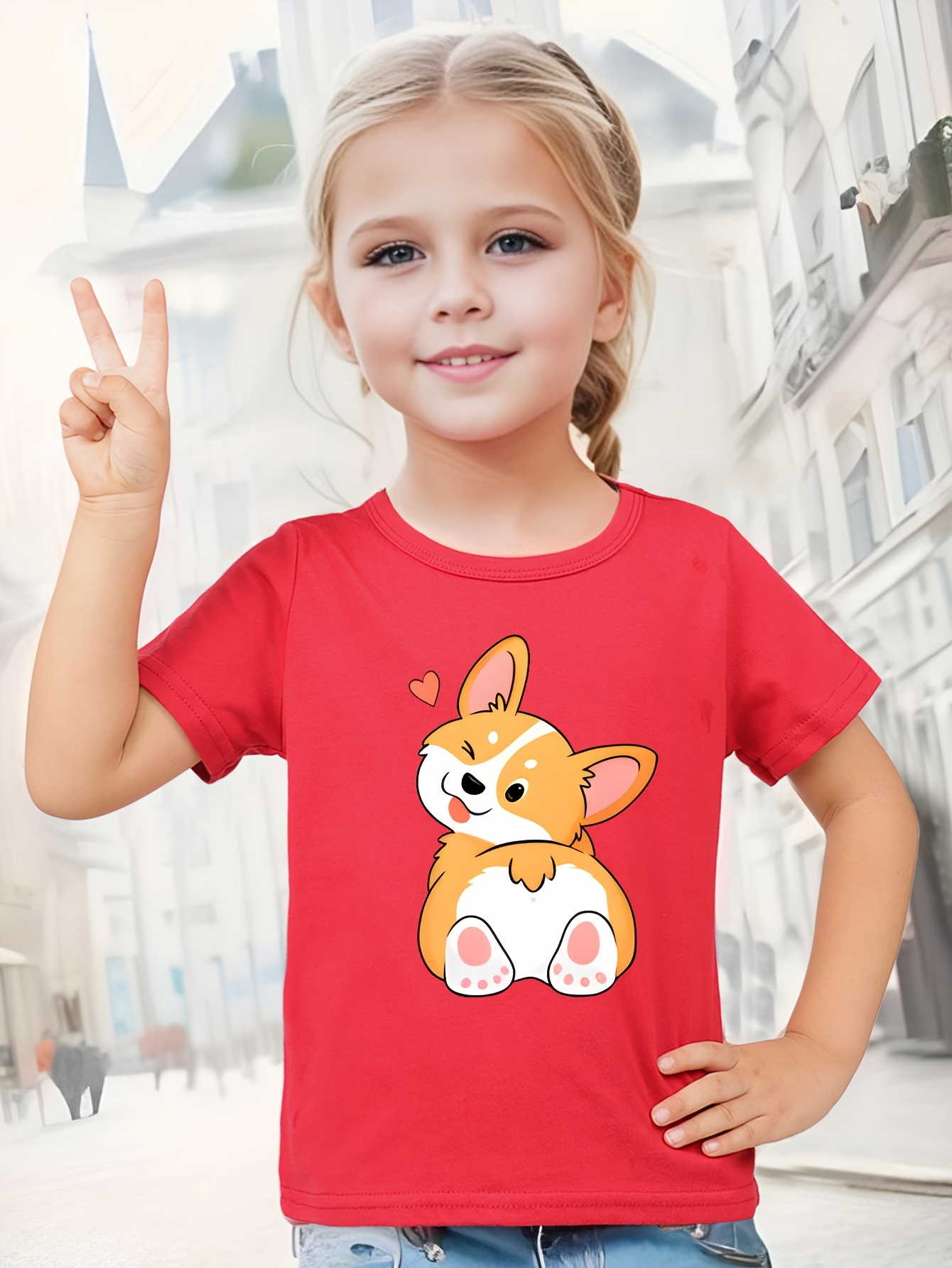 Graphic Short Sleeve T shirt 100% Cotton Lovely Corgi Dog - Temu Australia