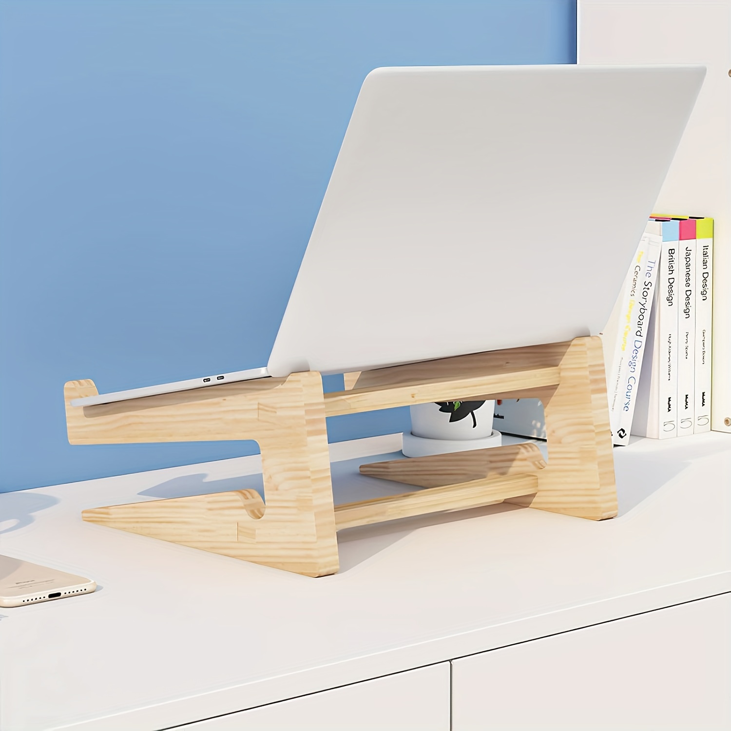 Wooden Laptop Stand Ergonomic Laptop Elevator Desk Desktop - Temu Canada