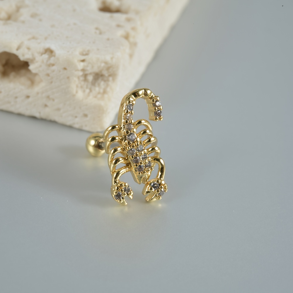 Stainless Steel Zircon Spider Snake Shape Ear Studs - Temu United Kingdom