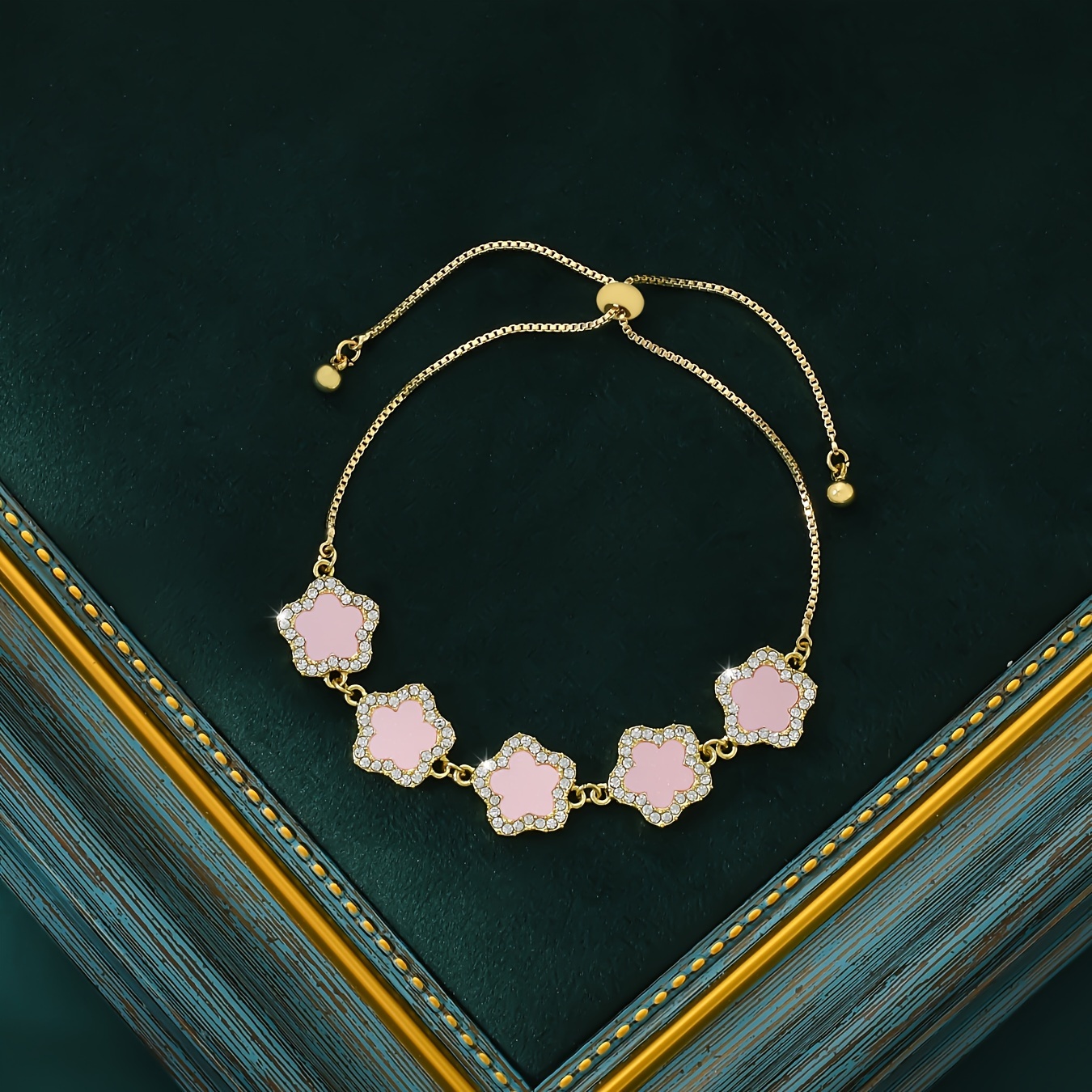 Delicate Five Flower Design Bracelet Copper Jewelry - Temu Denmark