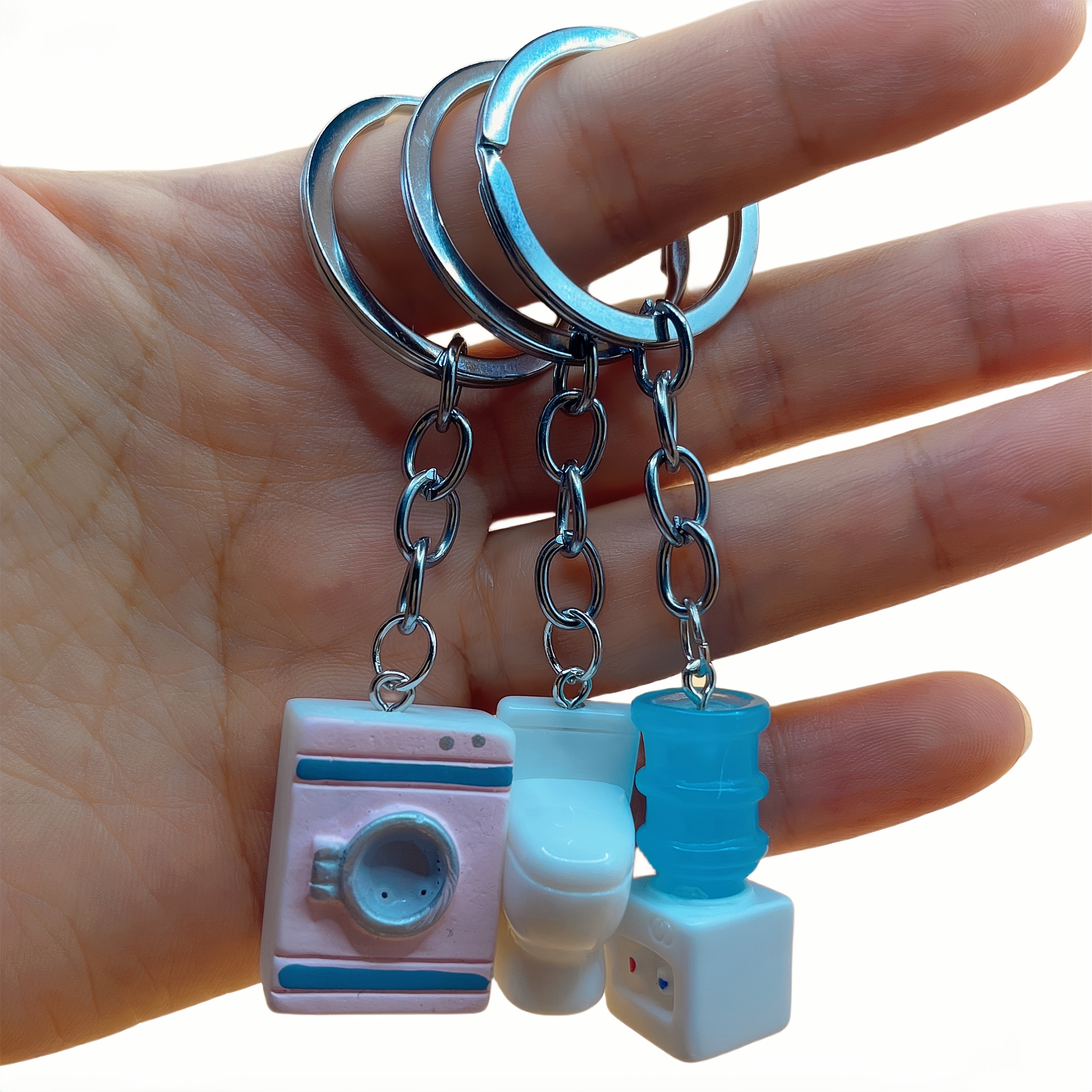 simulation toilet water dispenser washing machine keychain mini ...