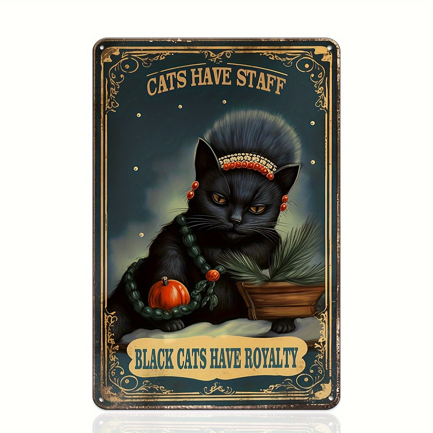 Vintage Tin Sign 'cats Staff Black Cats Royalty' Black Cat - Temu Australia
