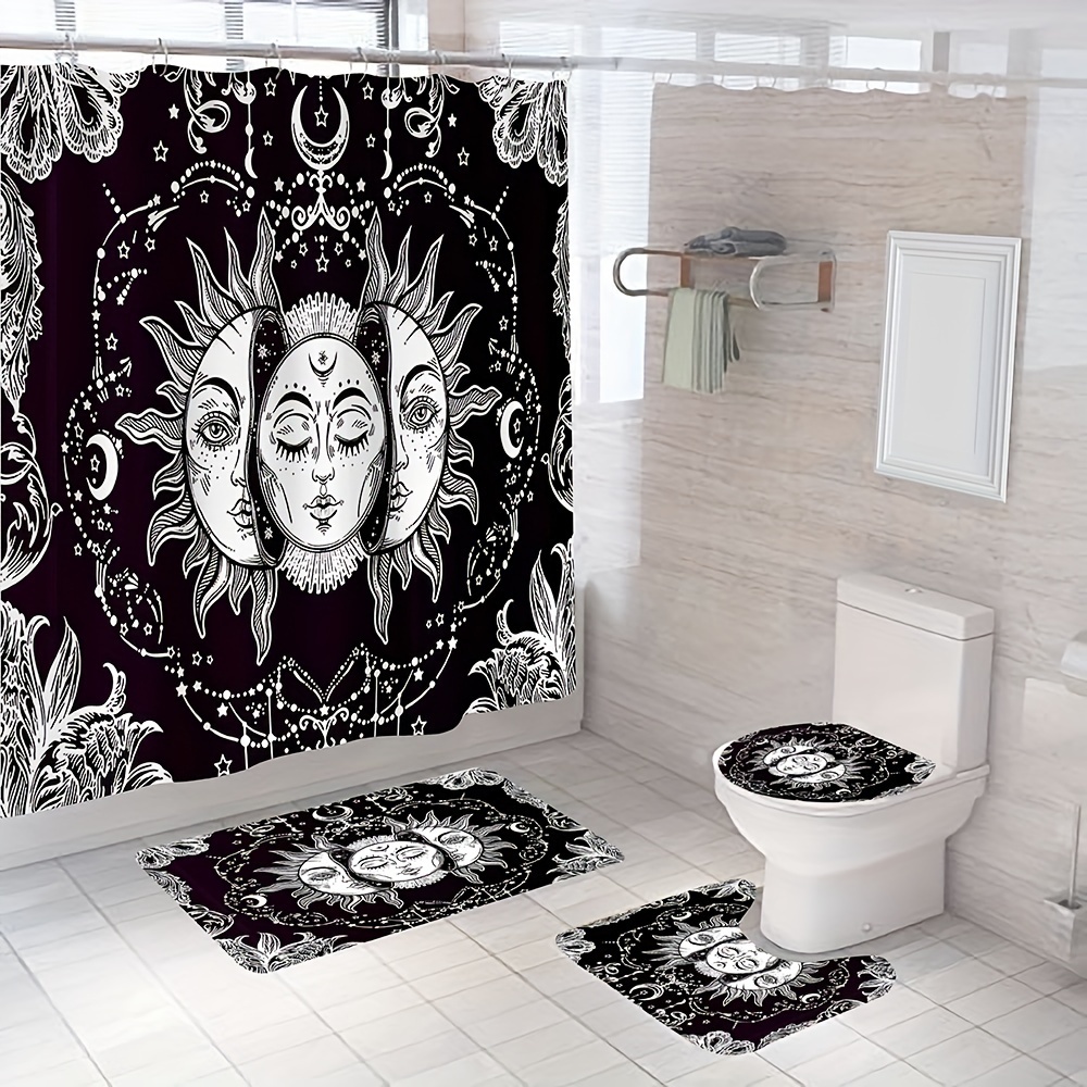 Shower Curtain Set Sun Plants Printed Waterproof Shower - Temu Australia