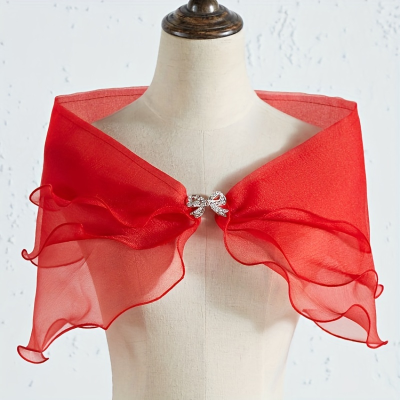 Elegant Multilayer Ruffle Shawl Solid Color Thin Breathable - Temu Portugal