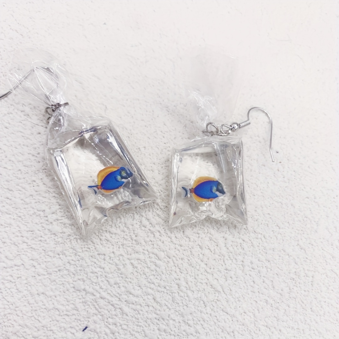Funny Cartoon Transparent Ocean Fish Candy Earrings Cool - Temu Ireland